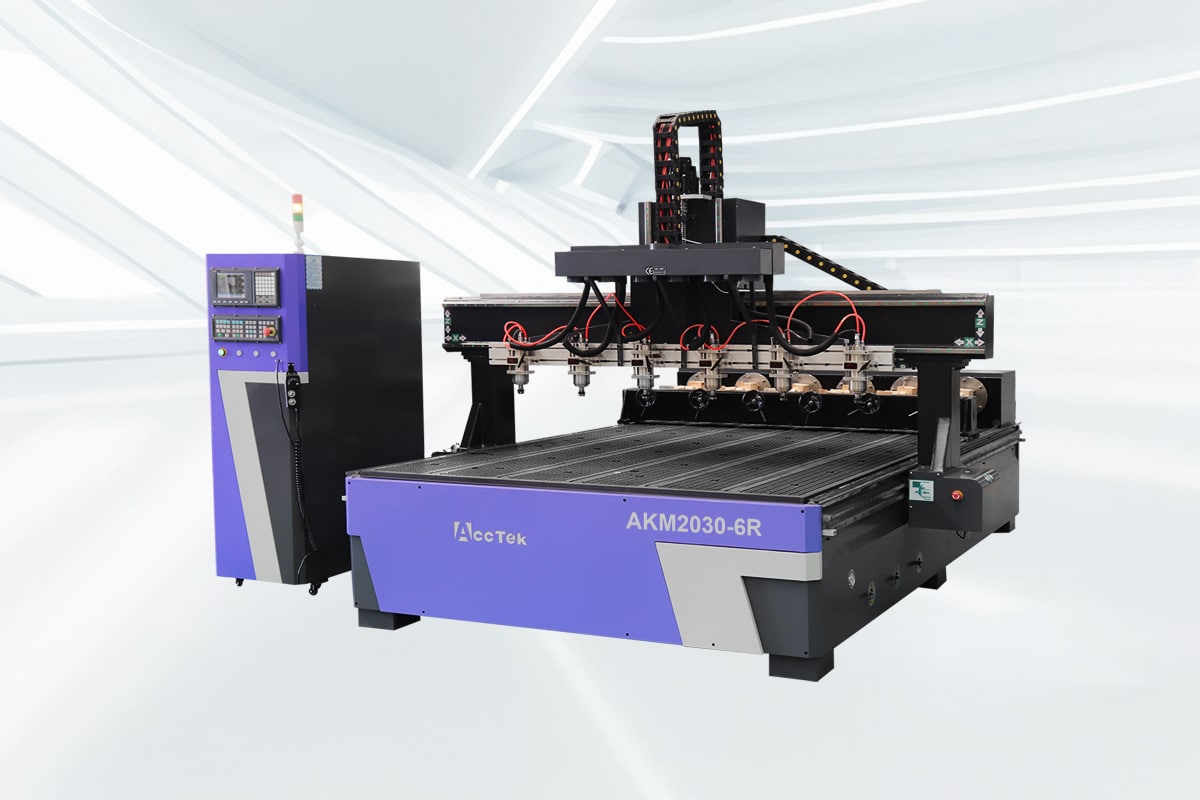 Industrial 4 Head 2030 CNC Router With Rotary Axis